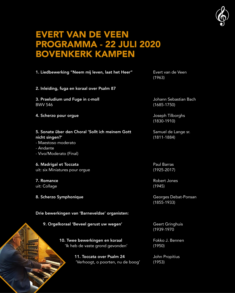 Evert van de Veen -dit jaar 40 jaar organist- geeft orgelconcert in de ...