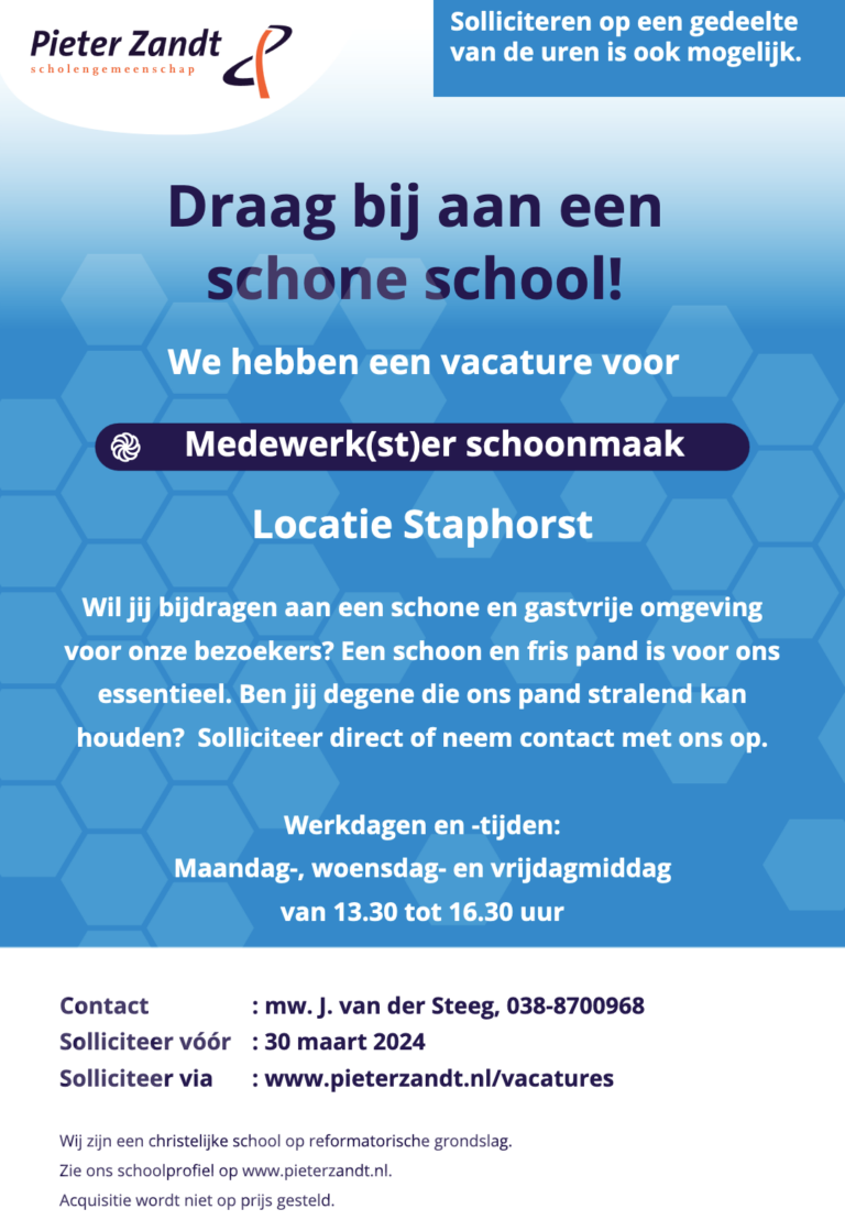 Vacature: Medewerk(st)er schoonmaak - Sgm Pieter Zandt - Weblog ...